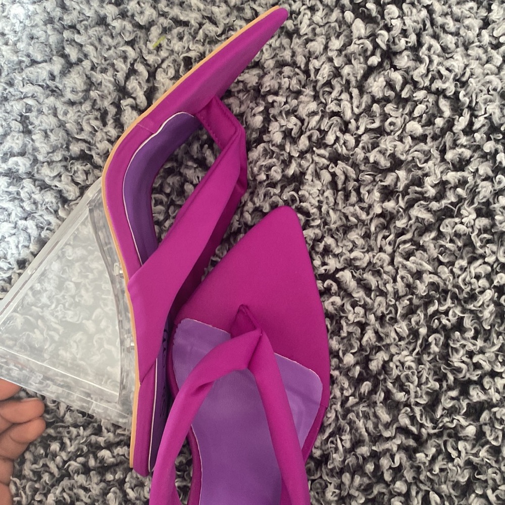 Purple Clear Wedge Open Thong Sandal - Gem
